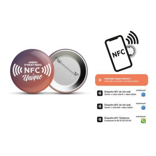 BADGE BOUTON AVEC PUCE NFC - Objet Publicitaire Premium